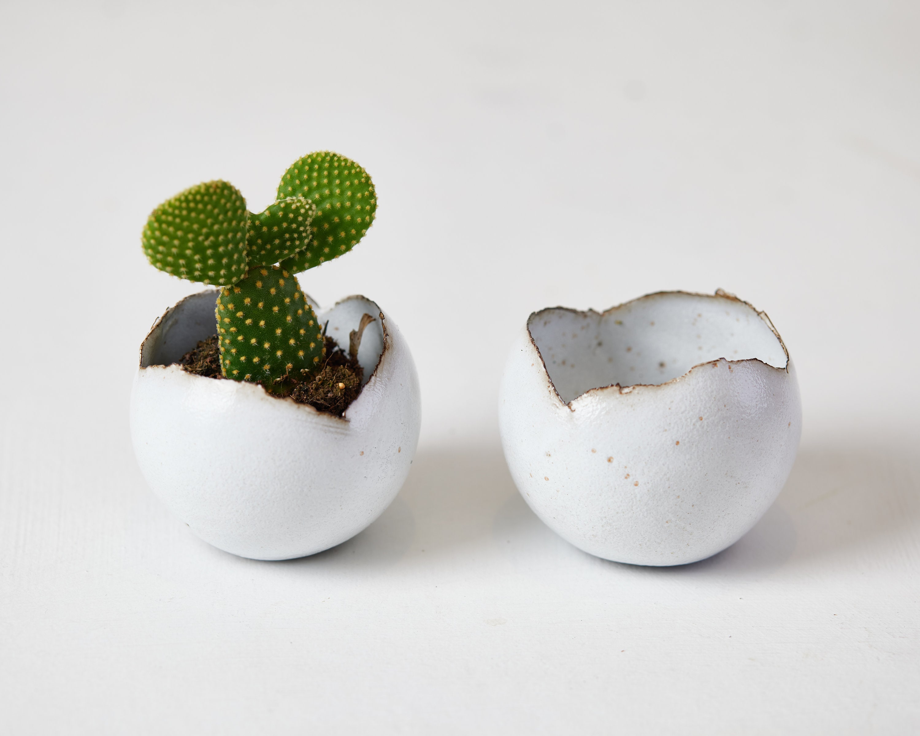 Small Shiny White Ceramic Planter Pot Handmade Round Eclectic - Etsy
