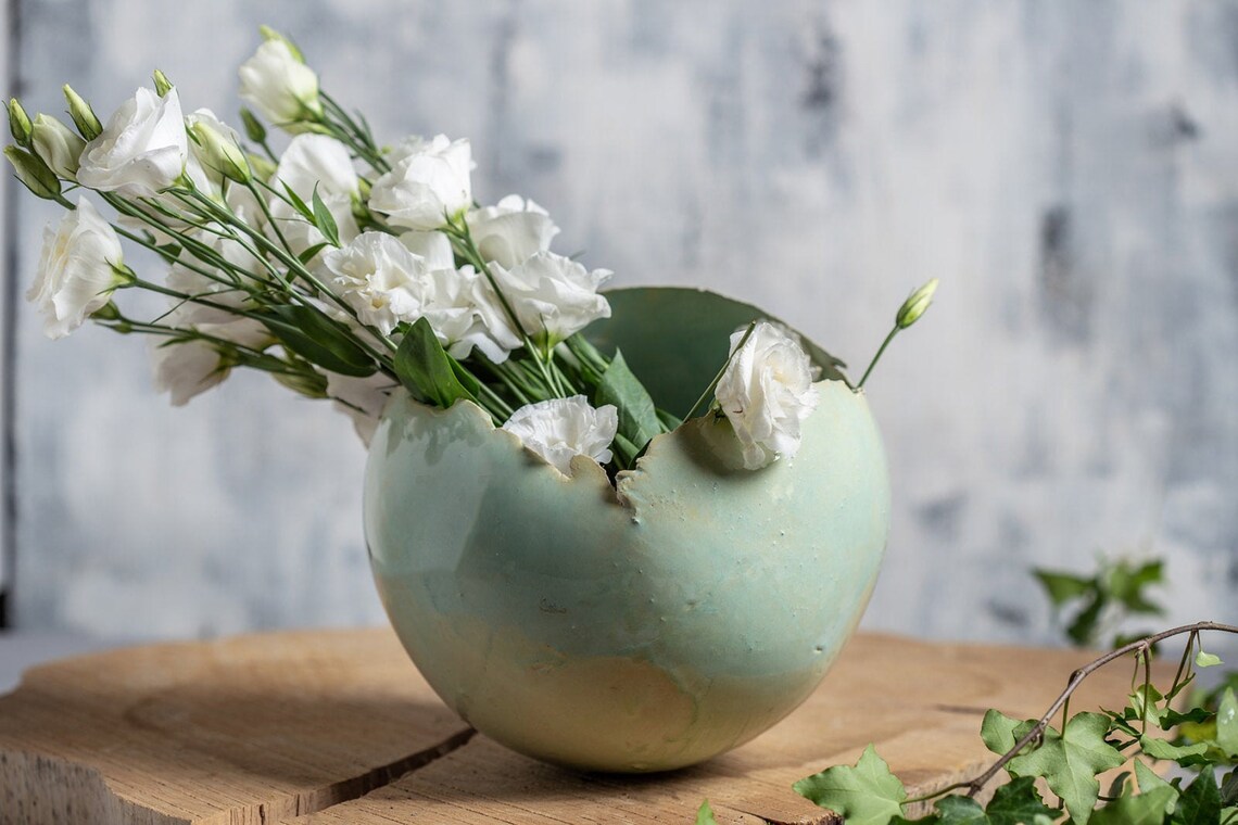 X-Large Green Ceramic Planter Vase For Flowers Home | Etsy