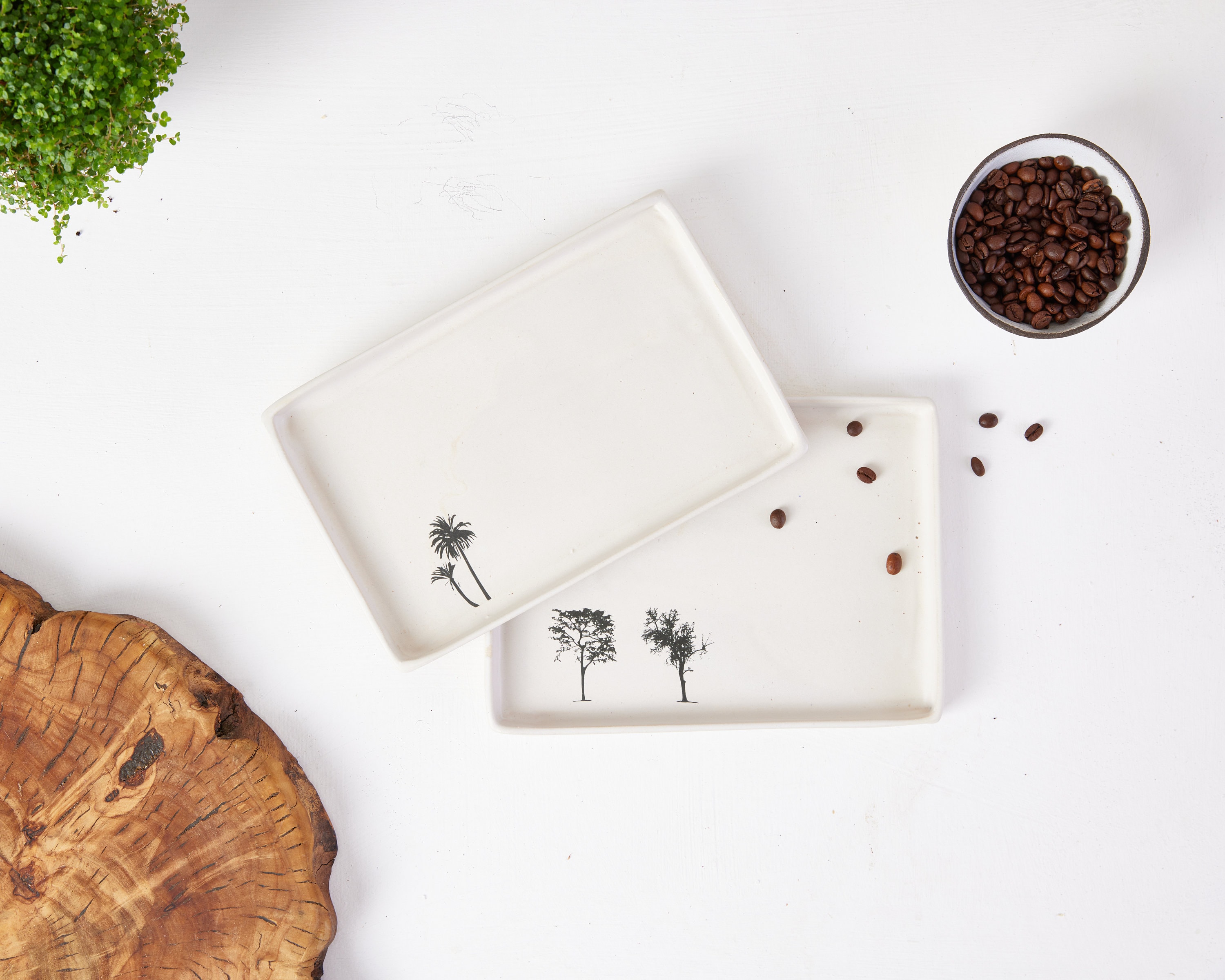 White Rectangle Ceramic Tray With High Rim Handmade Modern | Etsy