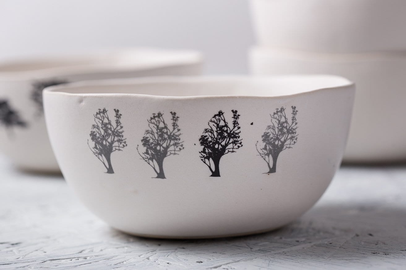 Set of 4 White Soup Bowls Ceramic Cereal Bowl With Tree | Etsy