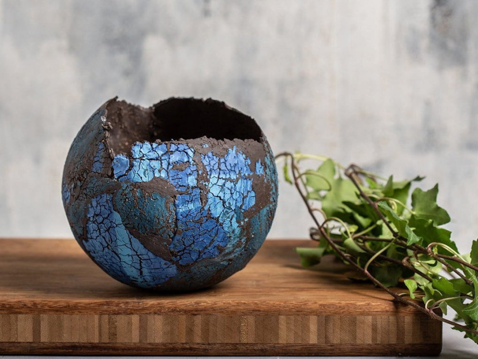 Large Blue and Black Ceramic Pot | Modern Succulent Planter - Etsy