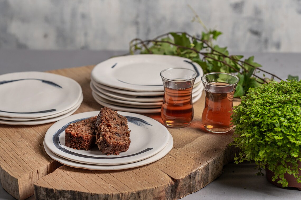 2 Black and White Ceramic Modern Handmade Salad Plates Modern - Etsy