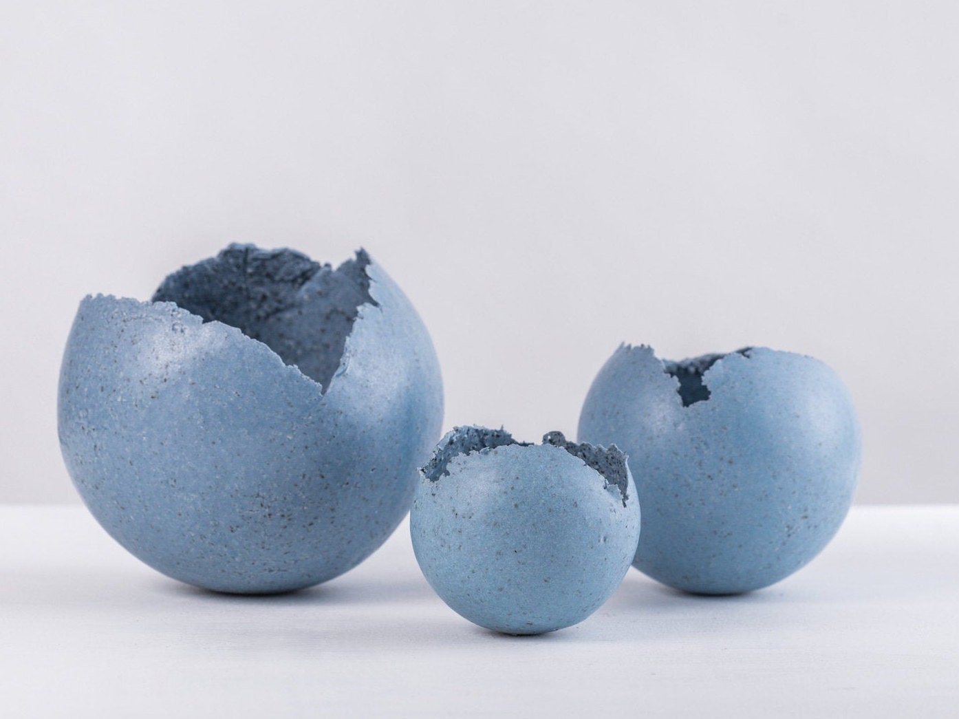 Set of 3 Light Blue Ceramic Indoor Planters Living Room | Etsy