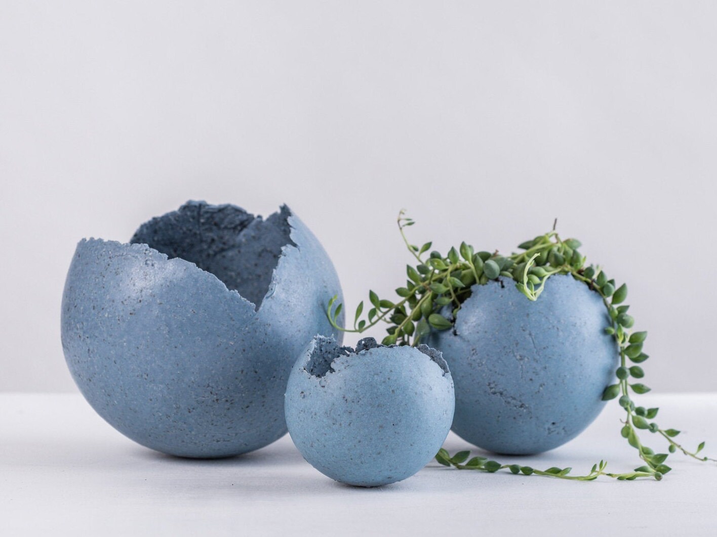 Set of 3 Light Blue Ceramic Indoor Planters Living Room | Etsy