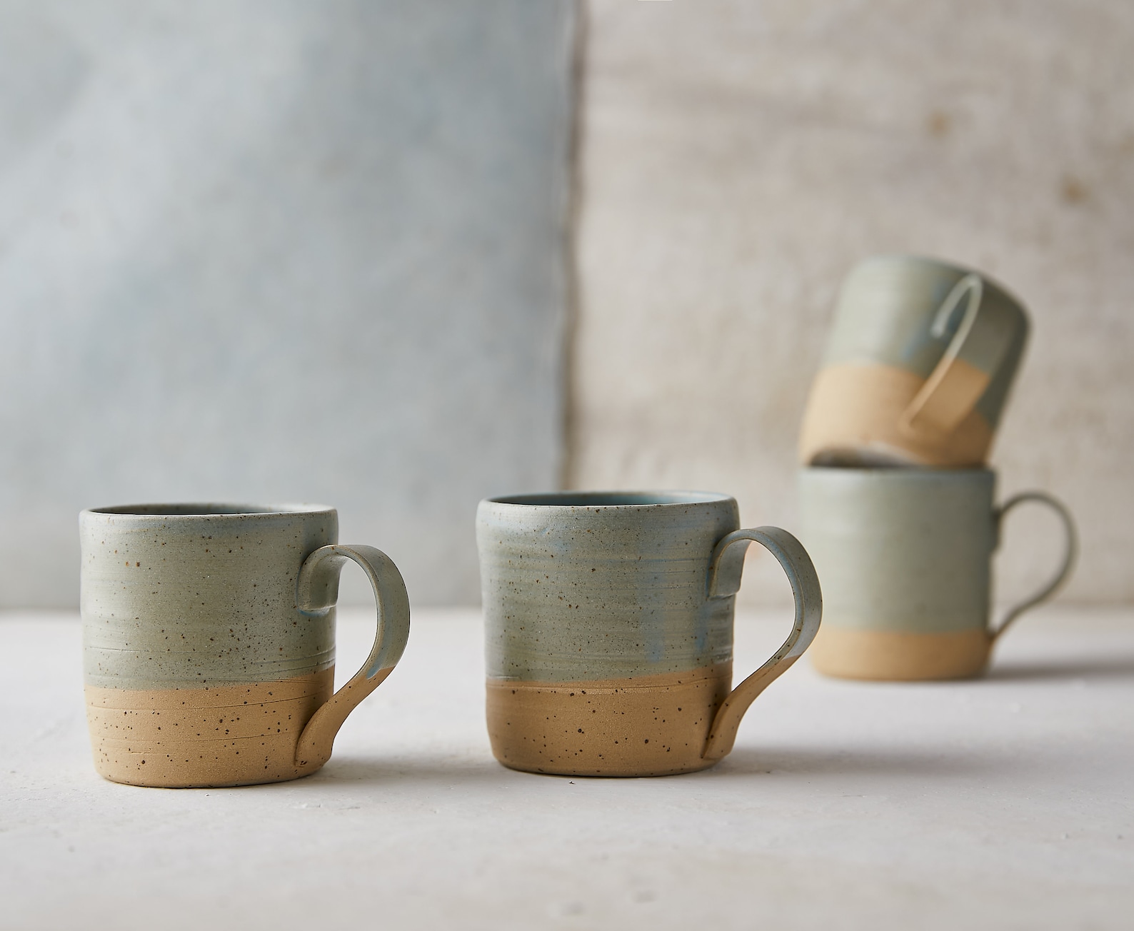 Set of 4 Cream Ceramic Mugs Small Ceramic Coffee Cups With | Etsy