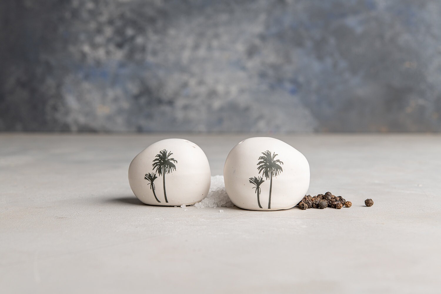 Handmade Ceramic Salt and Pepper Shakers, White Salt and Pepper Dishes ...