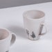 Set of 4 White Ceramic Mugs With Tree Decals, Tall Coffee Cups, Modern ...