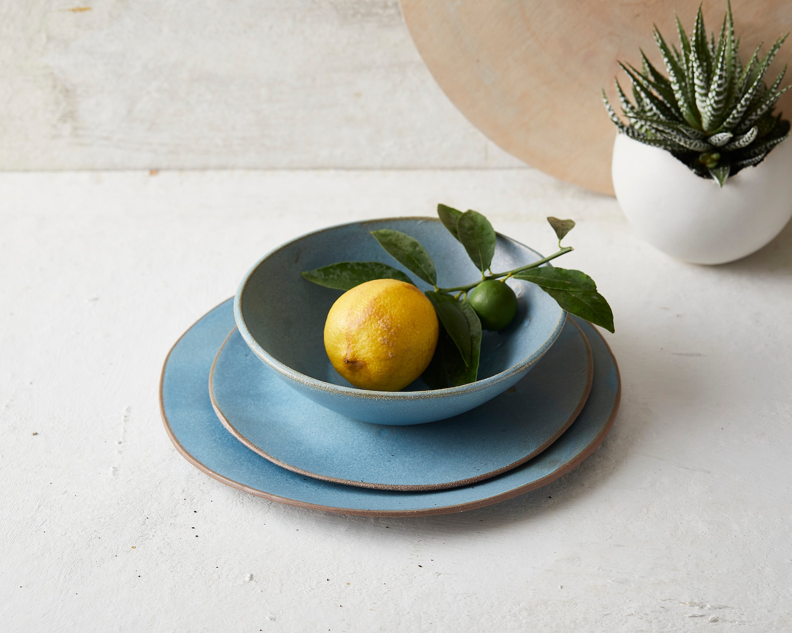 Light Blue Handmade Rustic Pottery Dinnerware Set 3 Pieces | Etsy