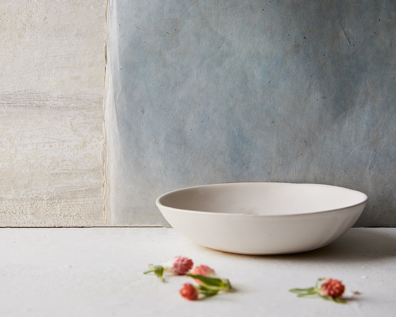 2 Ceramic White Pasta Bowls, Handmade Rustic Pottery Dinnerware Serving ...