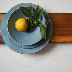 Light Blue Handmade Rustic Pottery Dinnerware Set - 3 Pieces Dinner Set ...