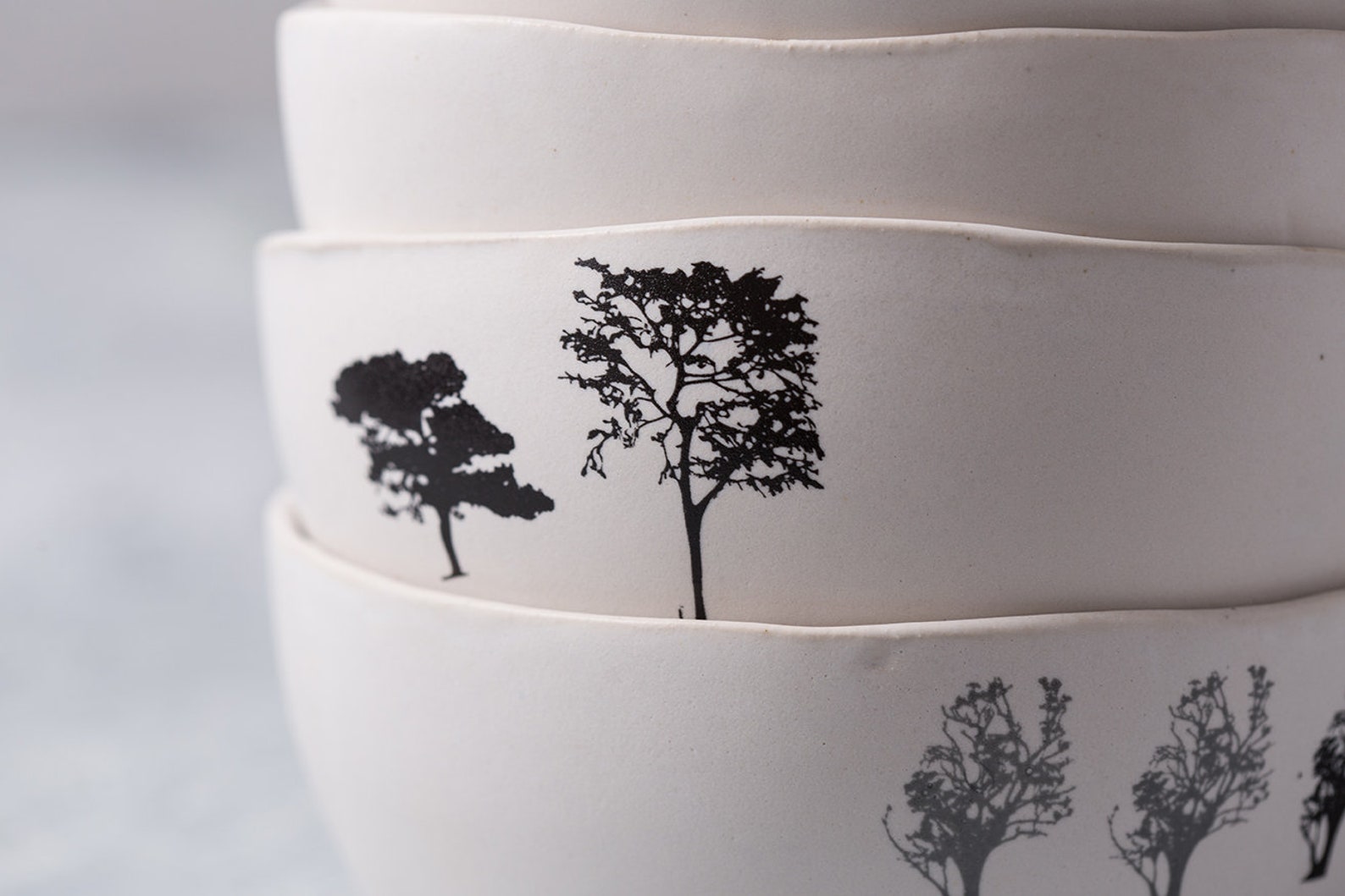 Set of 4 White Soup Bowls Ceramic Cereal Bowl With Tree | Etsy