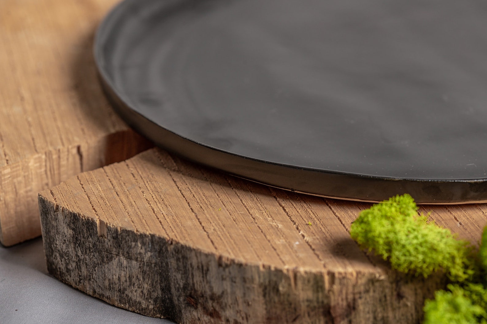 Set of 4 Black Ceramic Plates Flat Dinner Plates With Tree | Etsy