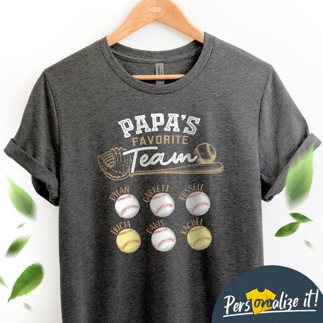 Custom Baseball Softball Papa Shirt With Grandkids' Names, Papa's ...