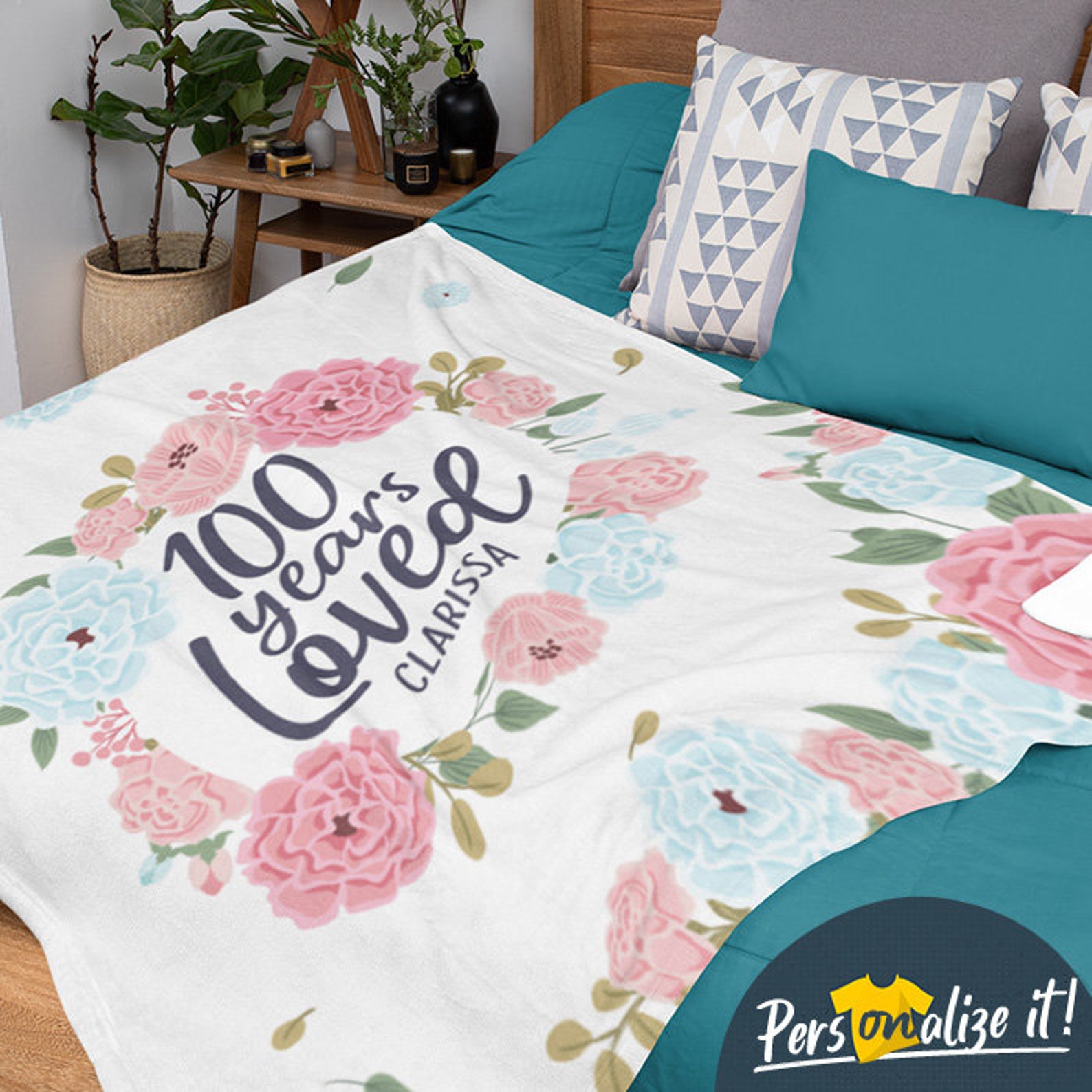 100 Year Old Birthday Gifts, 100 Years Loved Personalized Blanket ...