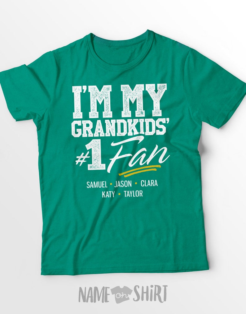 No.1 Fan Personalized grandpa shirt with grandkids names | Etsy