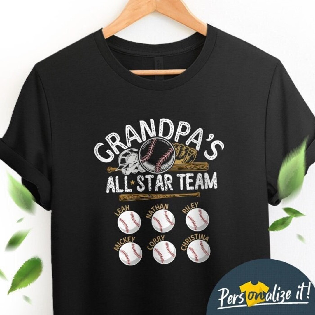 Personalized Baseball Grandpa Shirt With Grandkids Names Custom ...