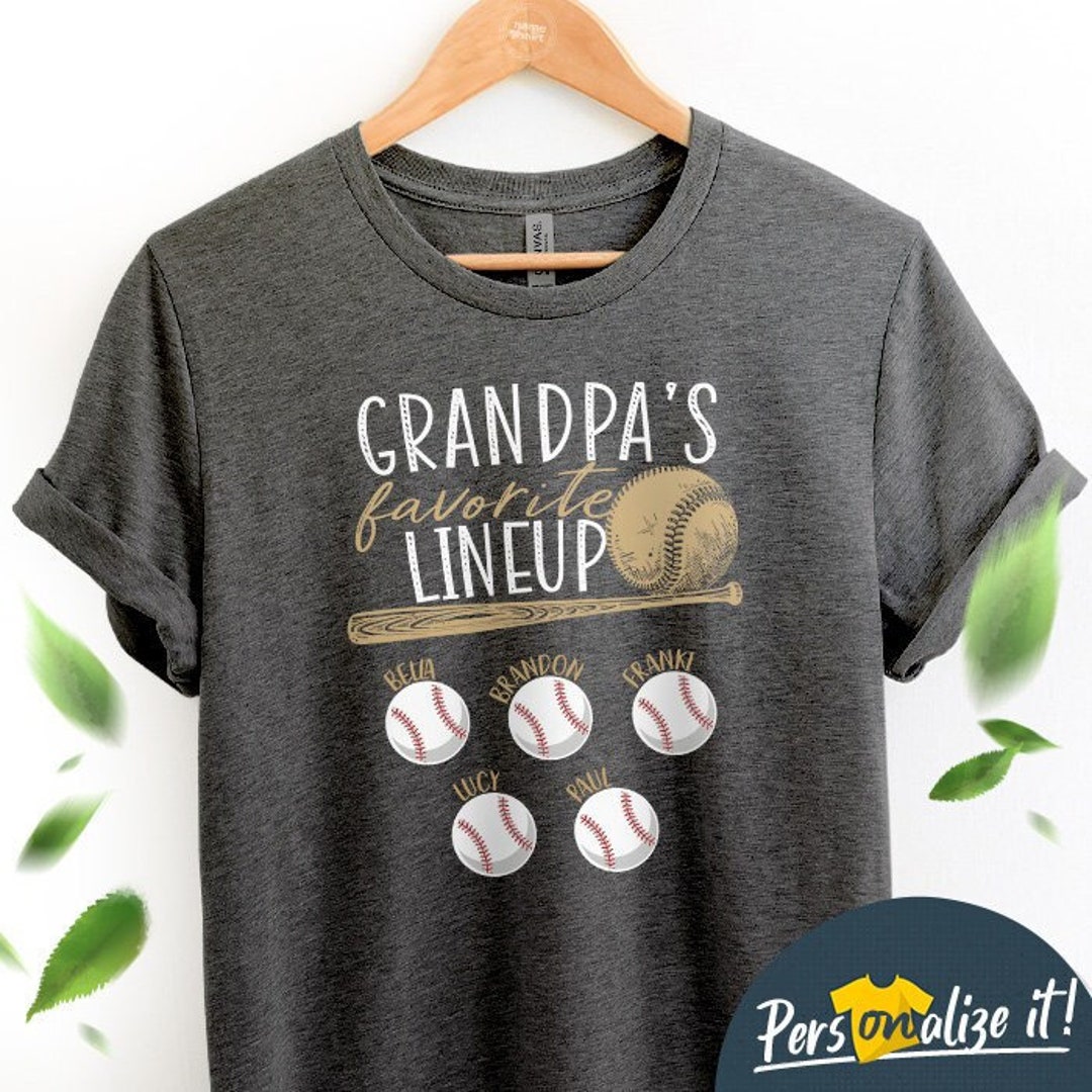 Custom Baseball Grandpa Shirt With Grandkids' Names, Grandpa's Favorite ...