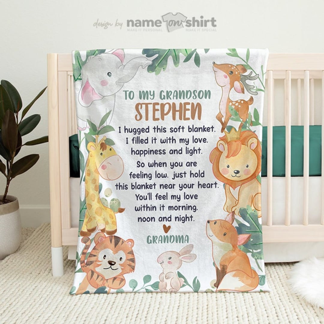 Personalized Grandson Blanket From Grandma Grandpa, Grandson Gift for ...