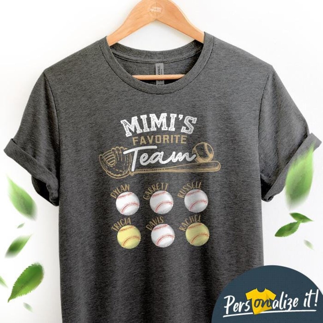 Custom Baseball Softball Mimi Shirt With Grandkids' Names, Mimi's ...