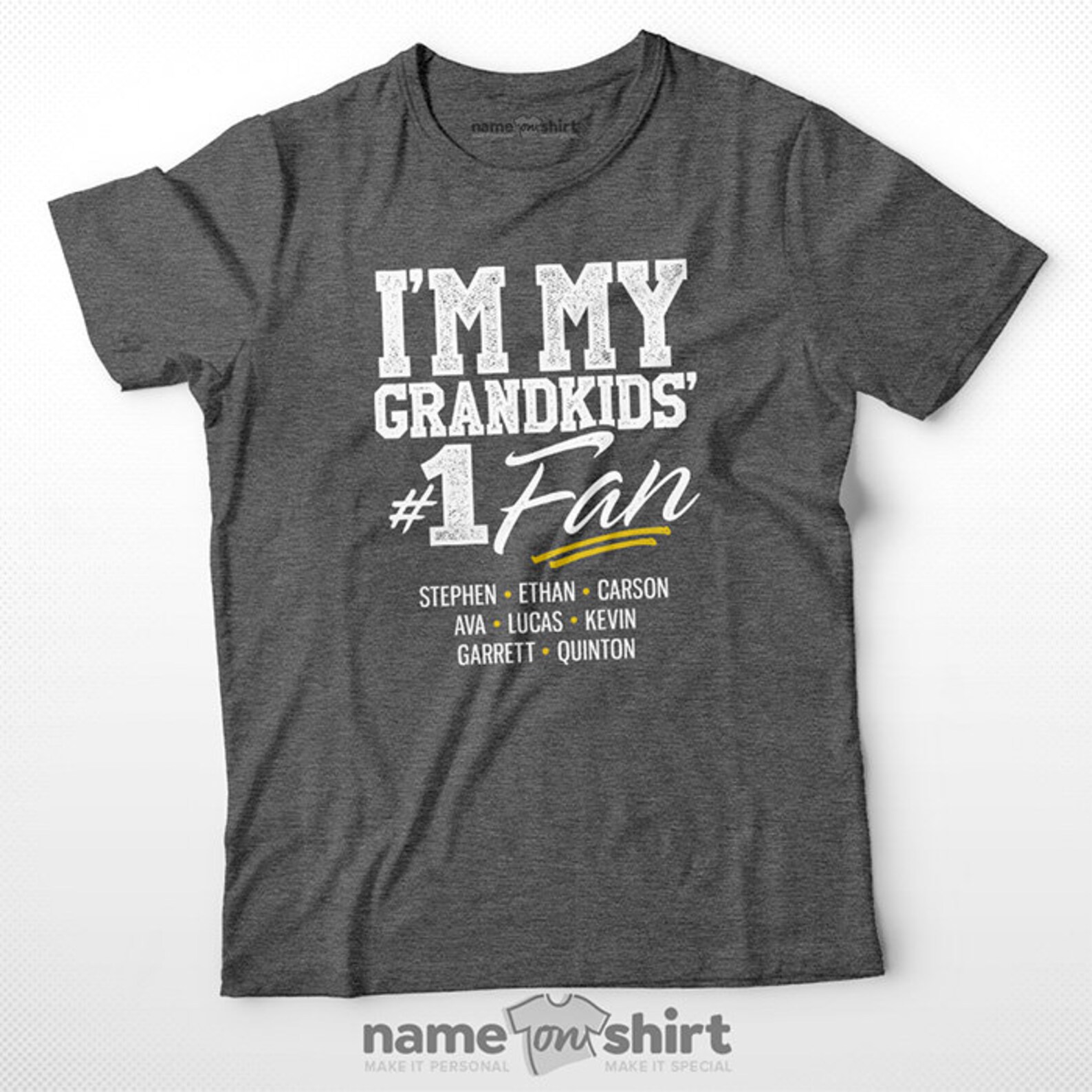 No.1 Fan Personalized Grandpa Shirt With Grandkids Names Grandpa ...