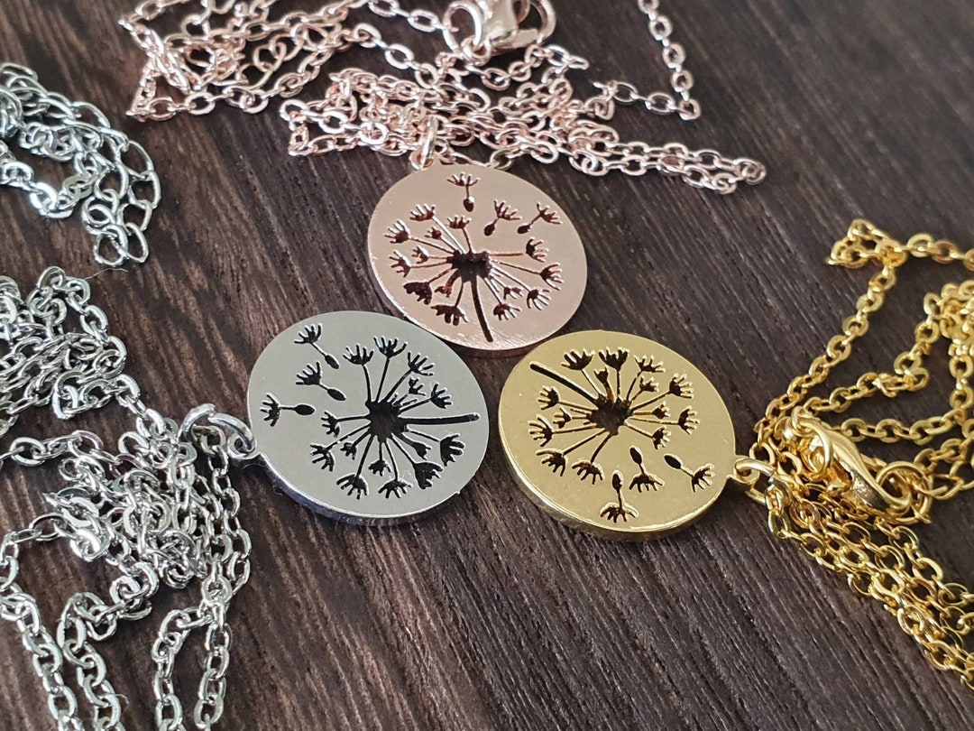Stainless Steel Necklace Dandelion Silver Gold Rose Gold Dandelion ...