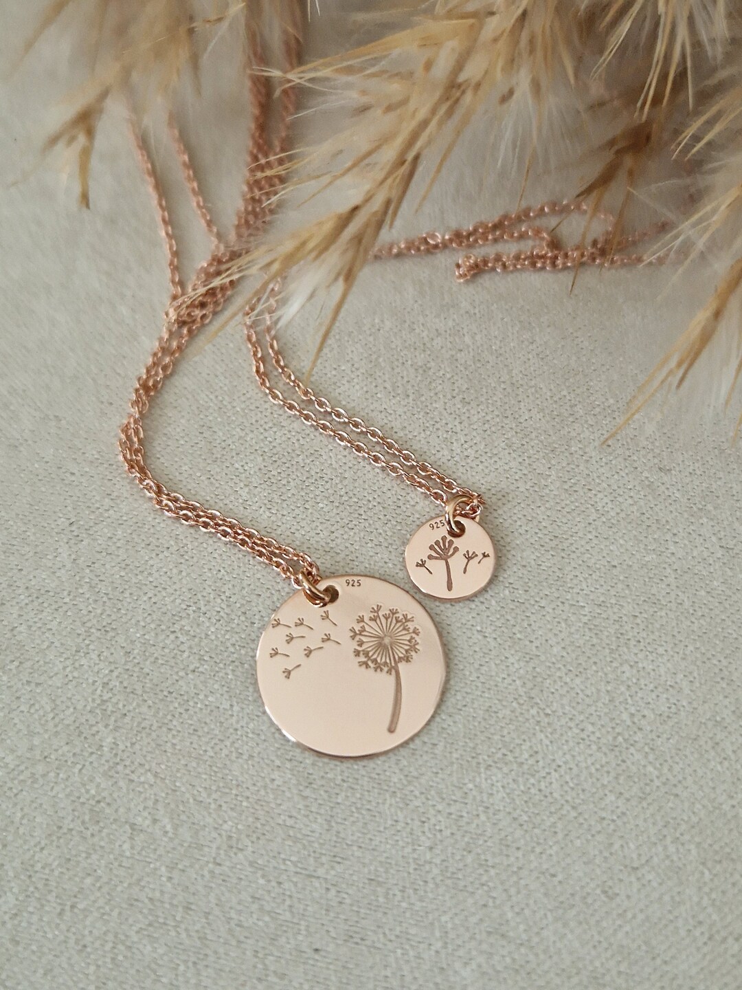 Ketten Set Mutter Tochter Pusteblume 925er Silber rosegold | Löwenzahn ...