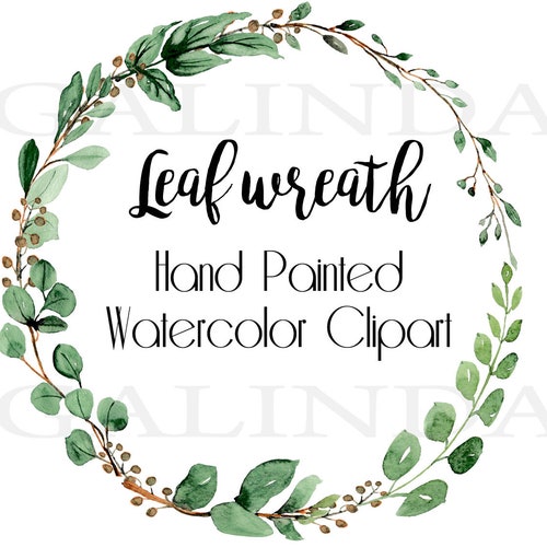 6 Watercolor Green Leaf Wreath Clip Art/small Set/individual - Etsy
