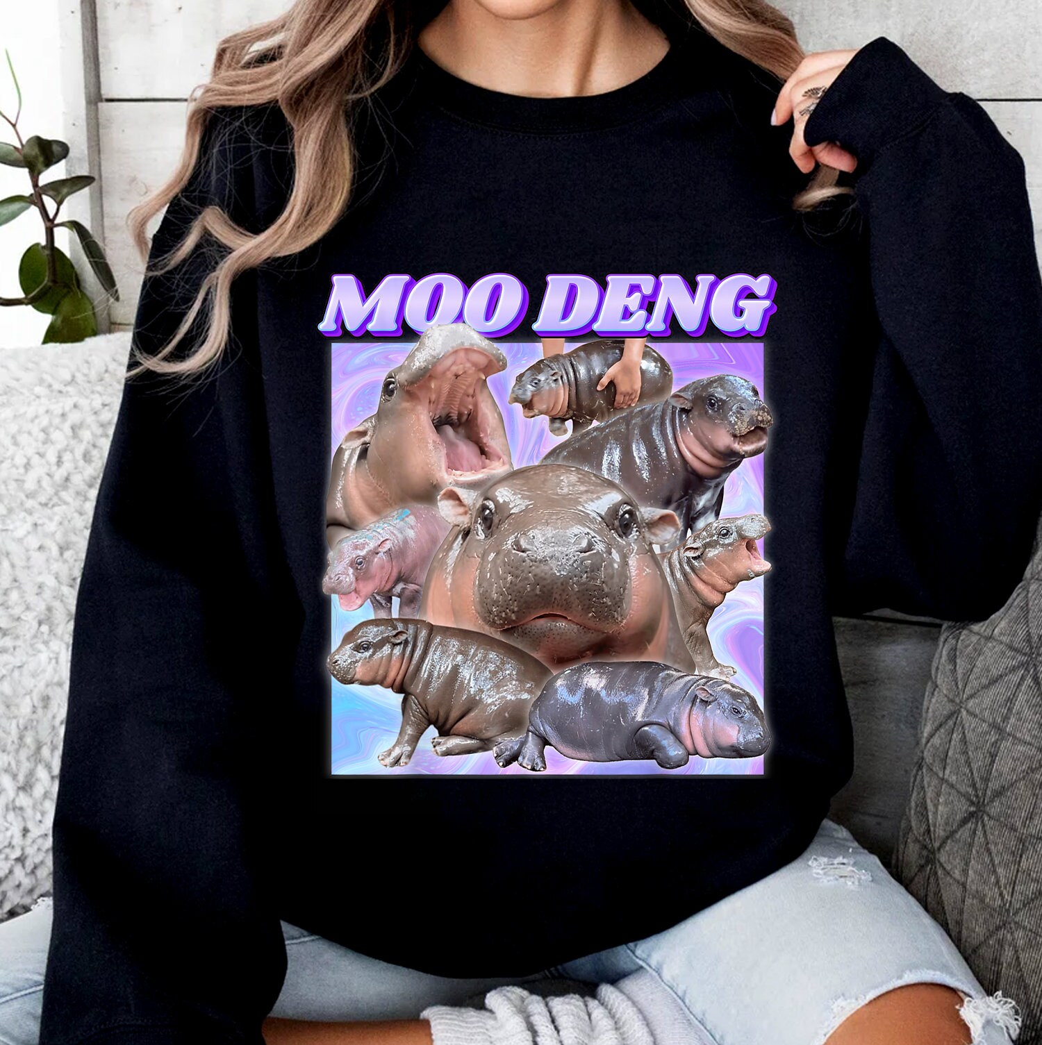 Cute Moo Deng Png, Funny Bootleg Png, Hippo Lover Png, I Love Moo Deng ...