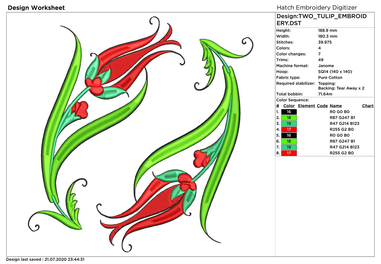Floral Embroidery Design, Tulip Embroidery, Sewing Machine Embroidery ...