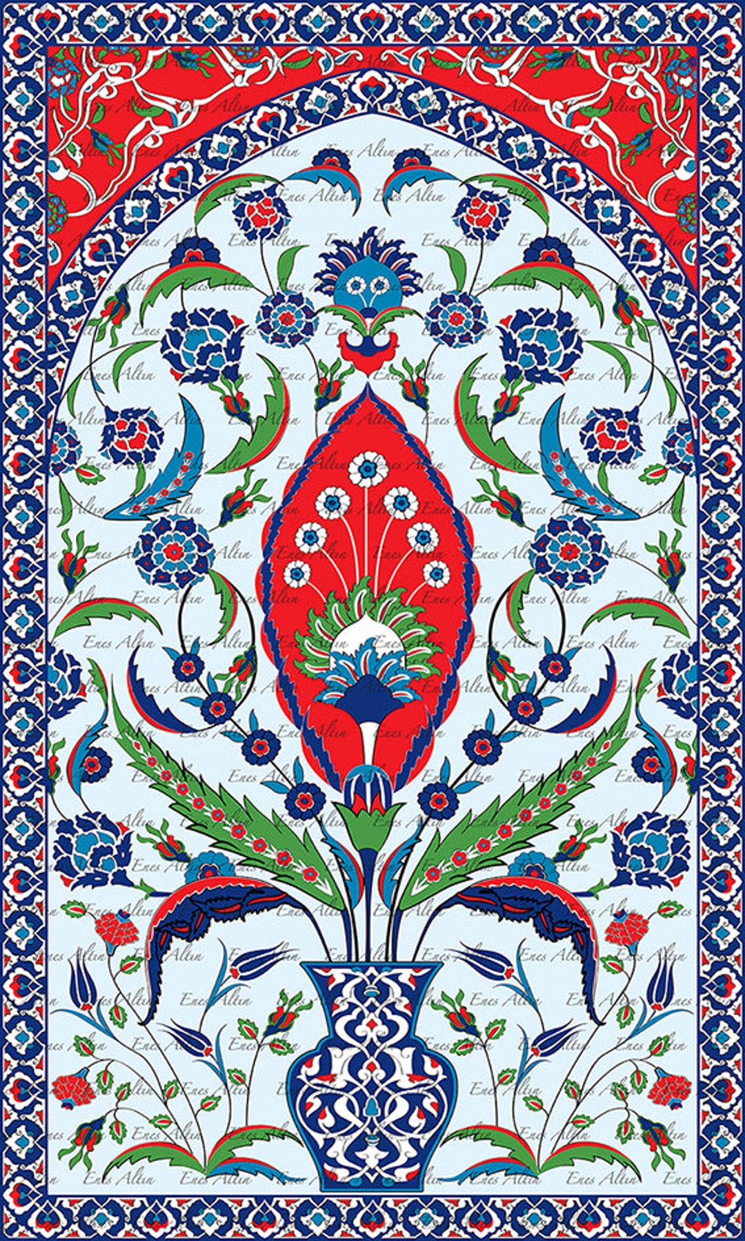 Retro Ceramic Tile Motif, Vector Pattern, Wall Decor, Turkish Tile ...