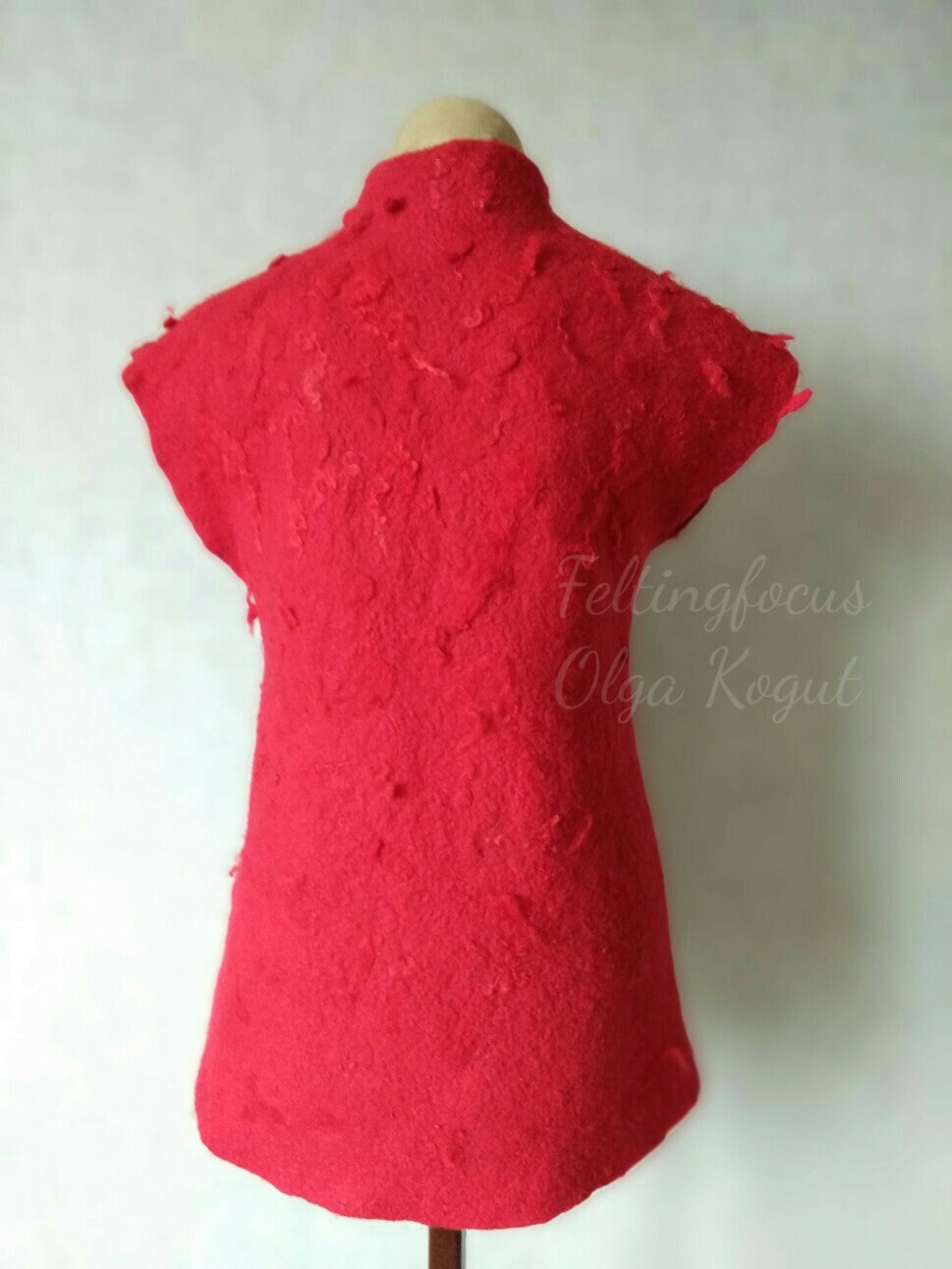 Red Women's Vest, Felted Vest, Waistcoat and Brooch, Waistcoat on Waist ...