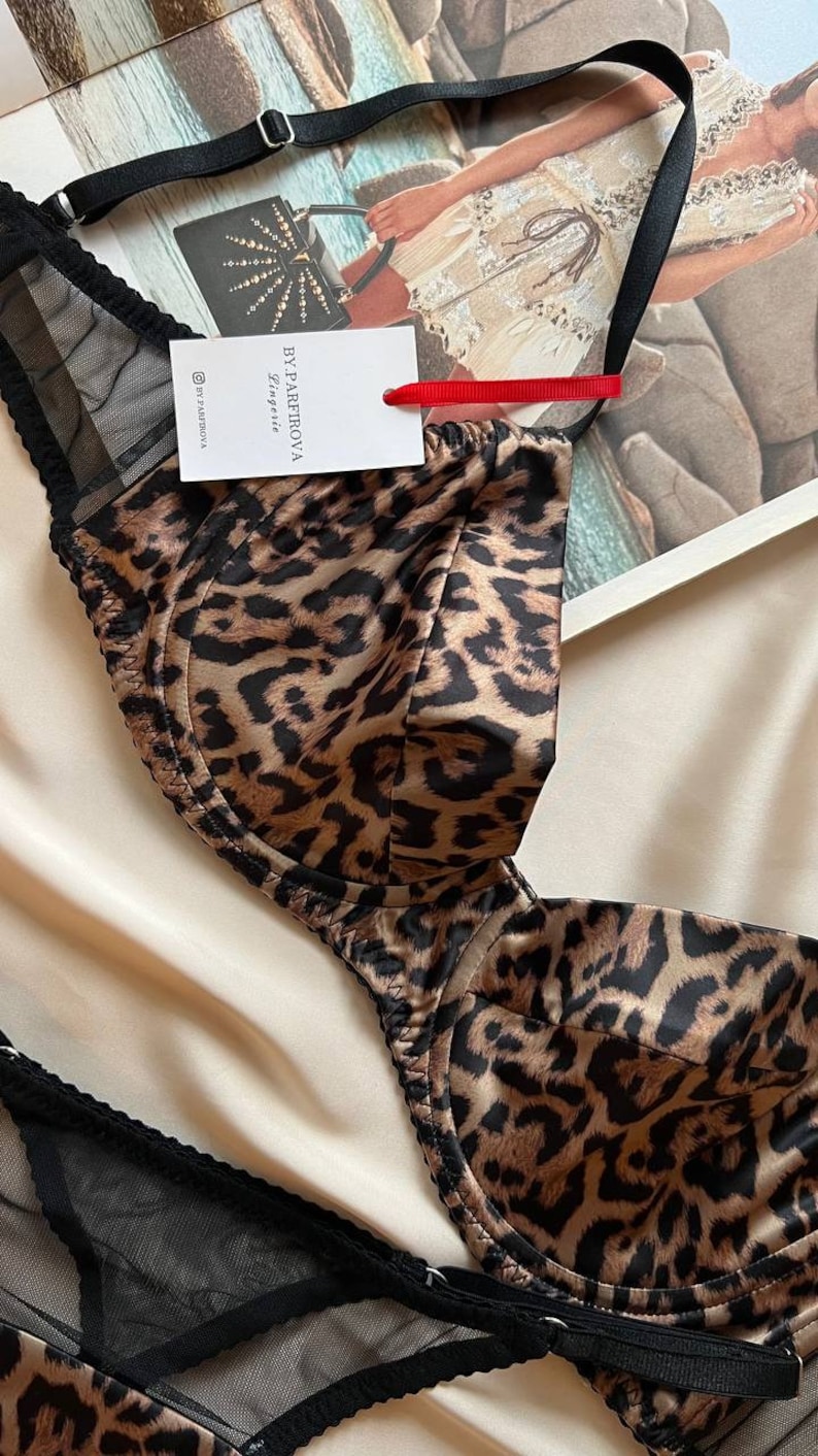 Lace Lingerie Set Silk Lingerie Handmade Lace Lingerie Leopard Lingerie ...