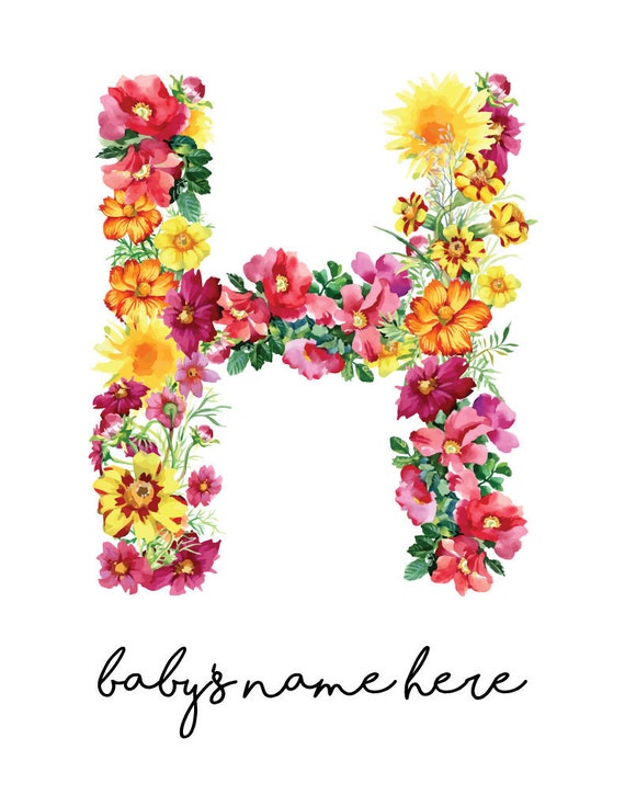 Letter H Print Nursery Art | Etsy