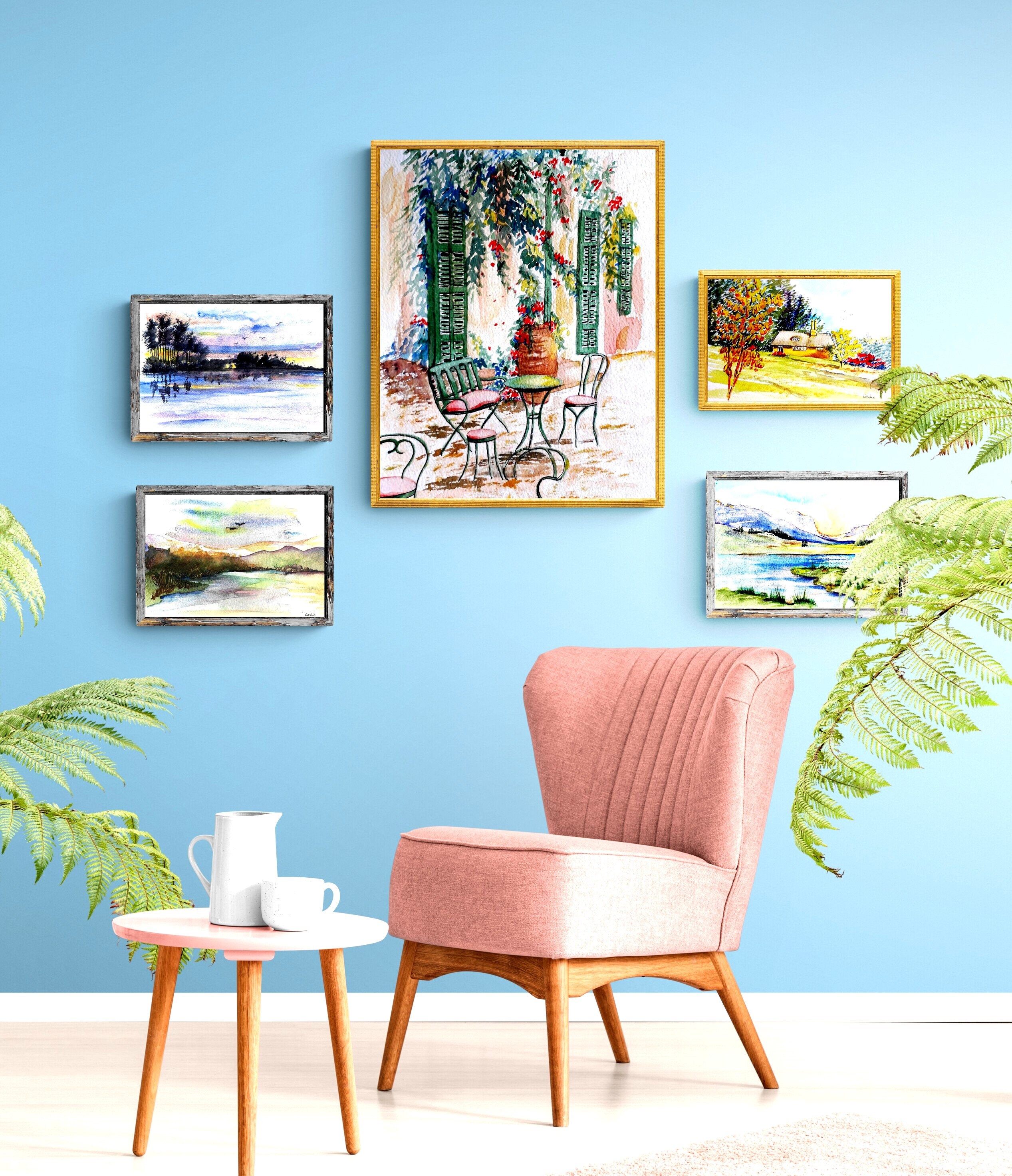 Cafe Scene Wall Art Print, French Bistro Restaurant for Coffee and ...