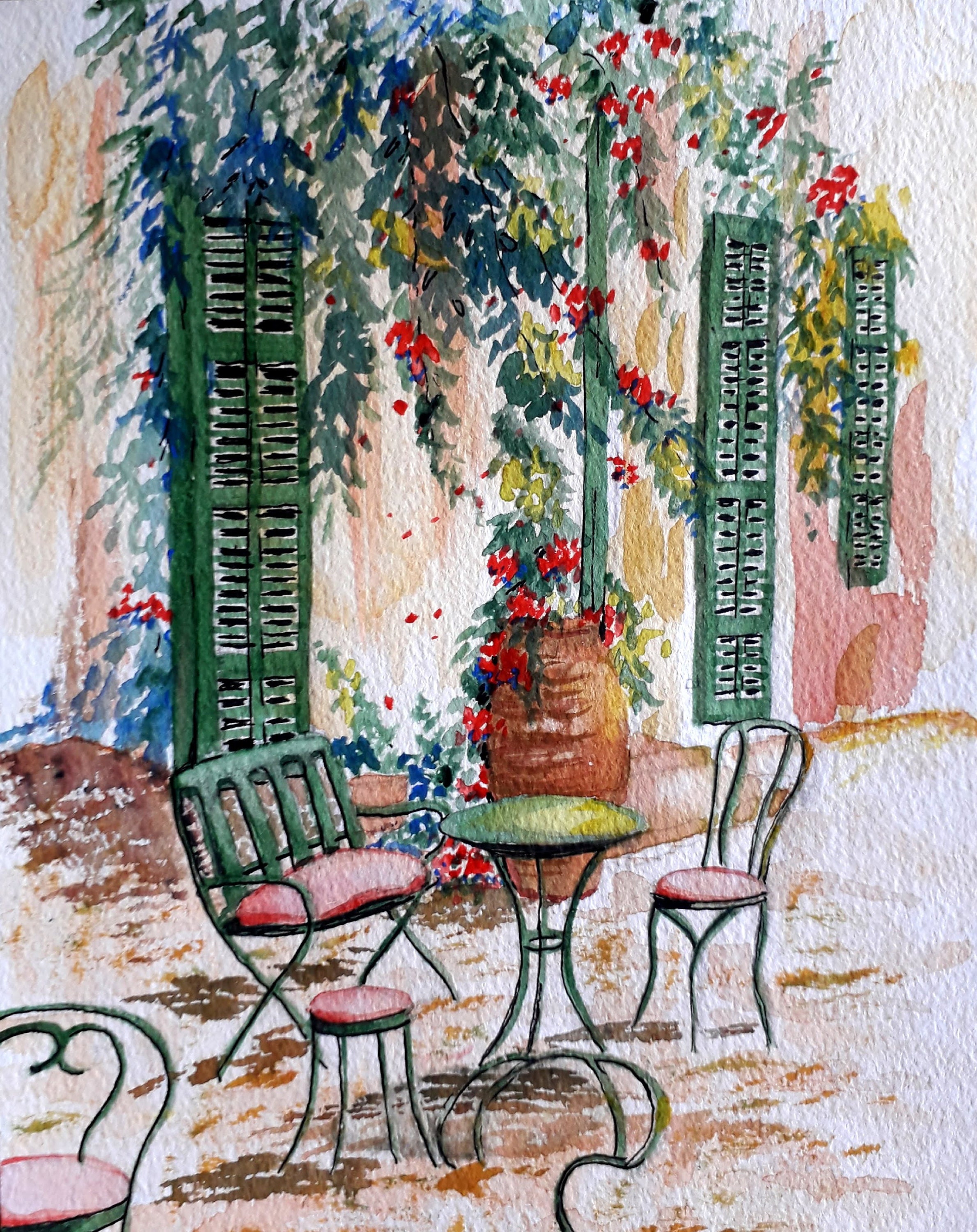 Cafe Scene Wall Art Print, French Bistro Restaurant for Coffee and ...