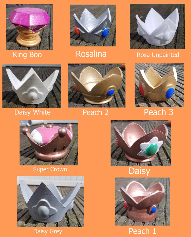 3D Printed Super Mario Princess Fanart Cosplay Crowns - Etsy