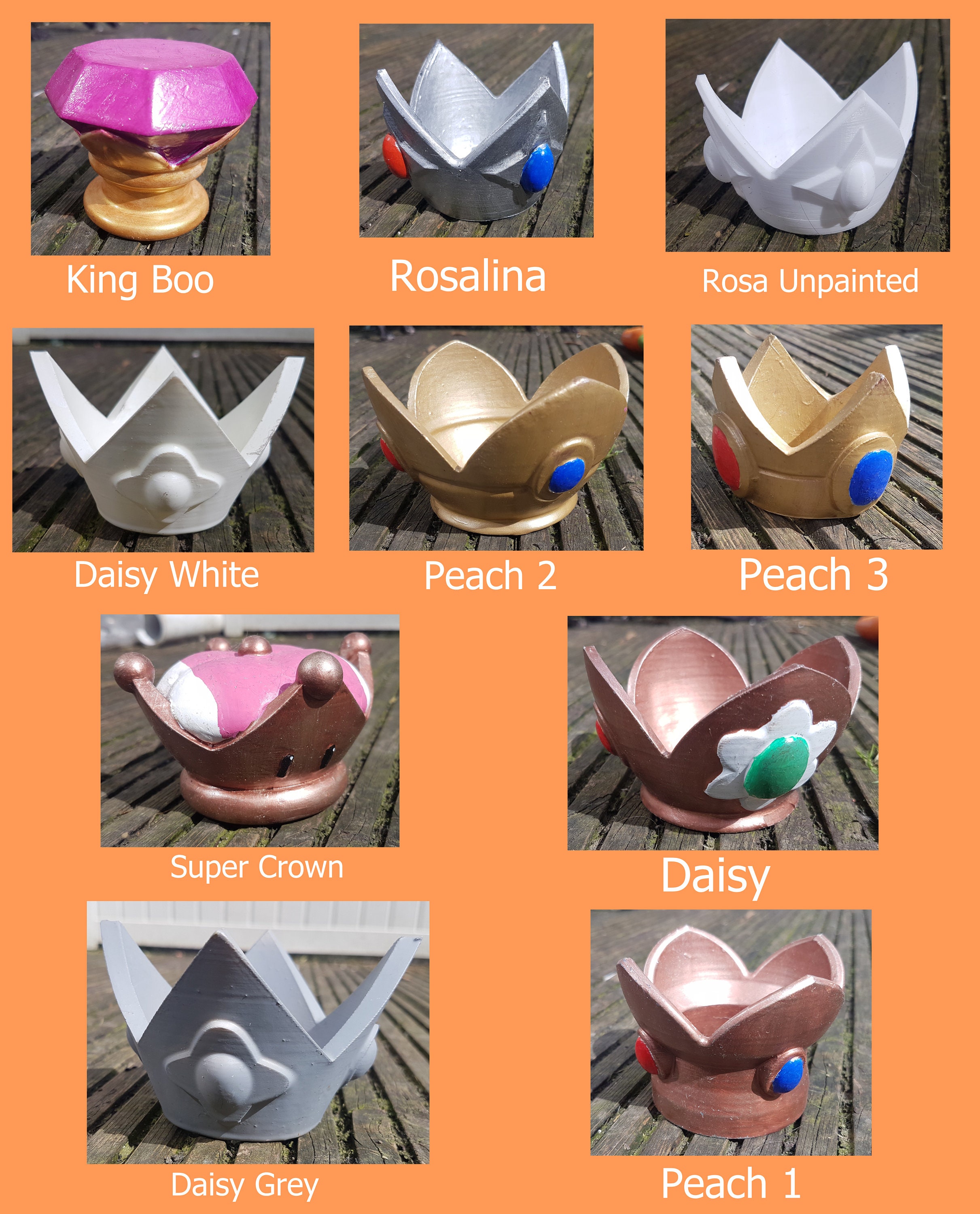 3D Printed Super Mario Princess Fanart Cosplay Crowns - Etsy