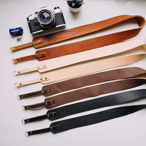Leather Camera Strap. Color Brown, Cognac, Black, Natural. Handmade in ...