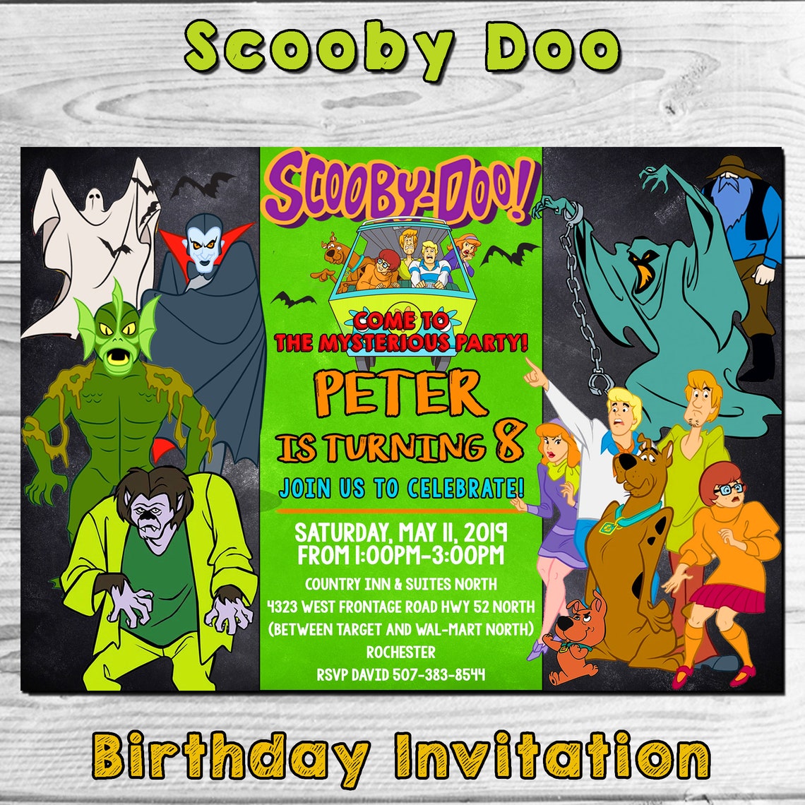 Scooby Doo Invitation Scooby Doo Birthday Scooby Doo Invite | Etsy