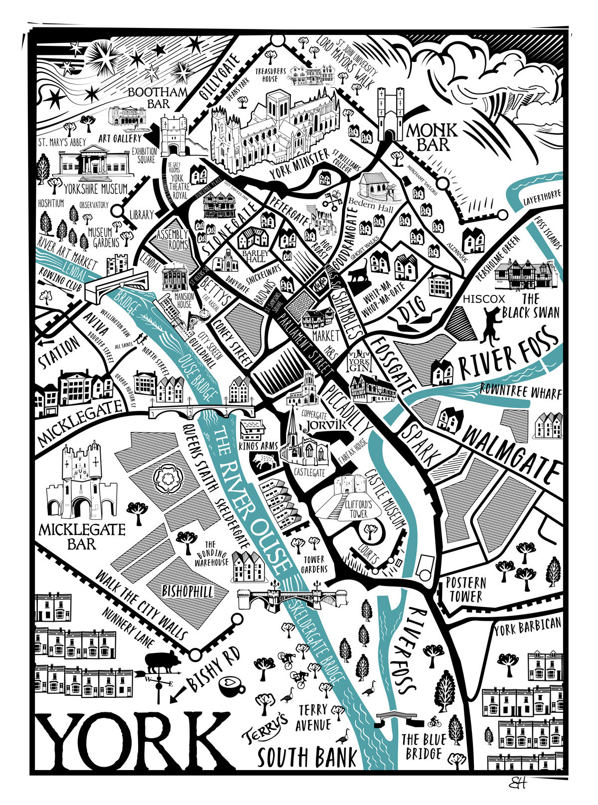 Map of York Prints - Etsy