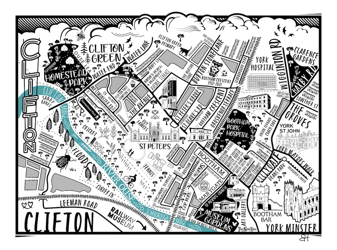 Map of Clifton Print - Etsy UK