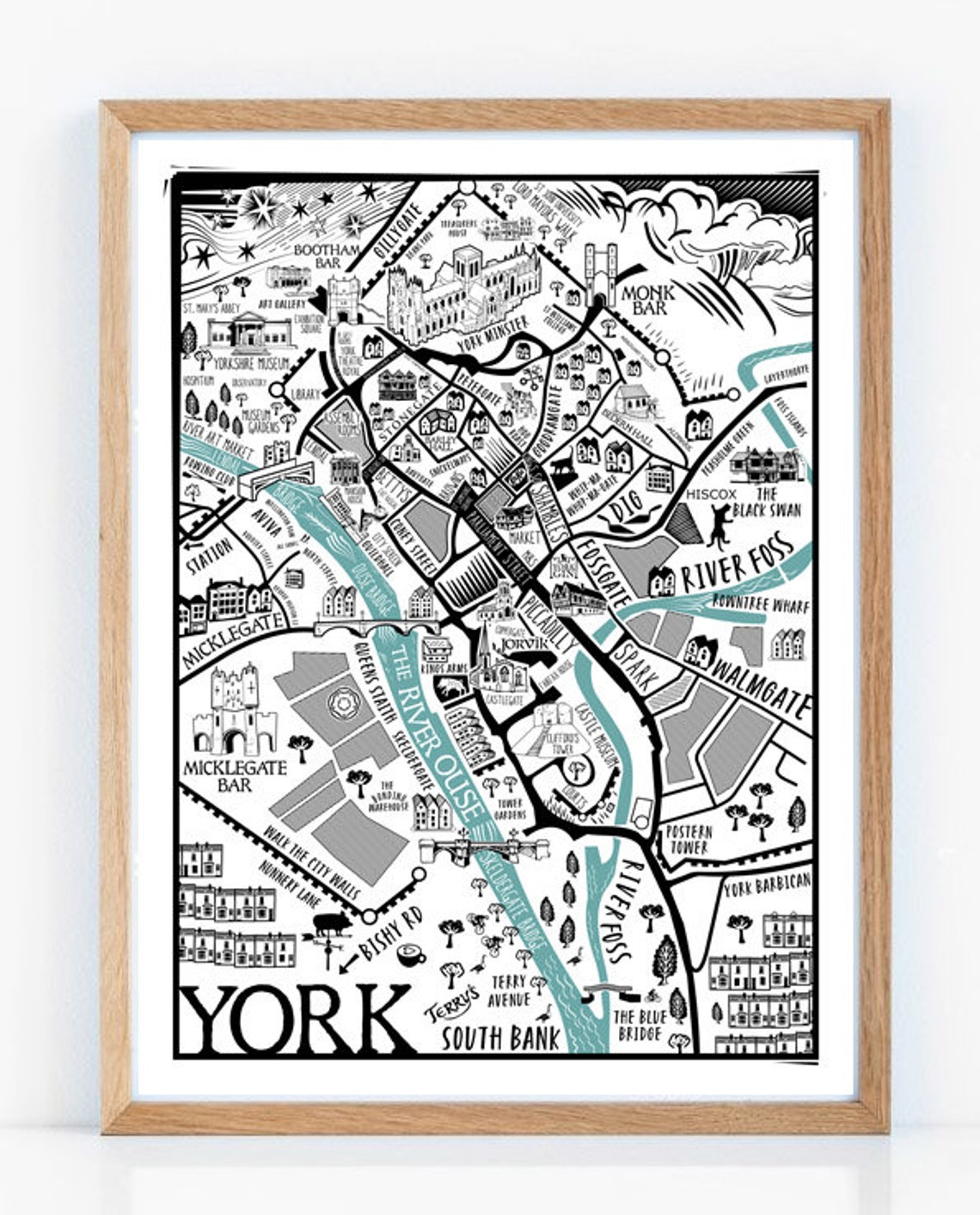 Map of York Prints - Etsy UK