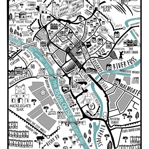 Map of York Prints - Etsy