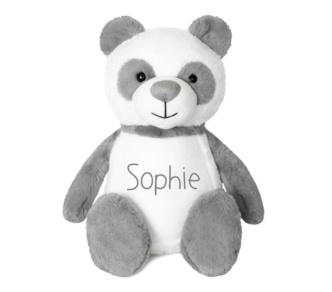 Personalised Name Large Plush Grey Panda Teddy Bear Cuddly Toy - Etsy