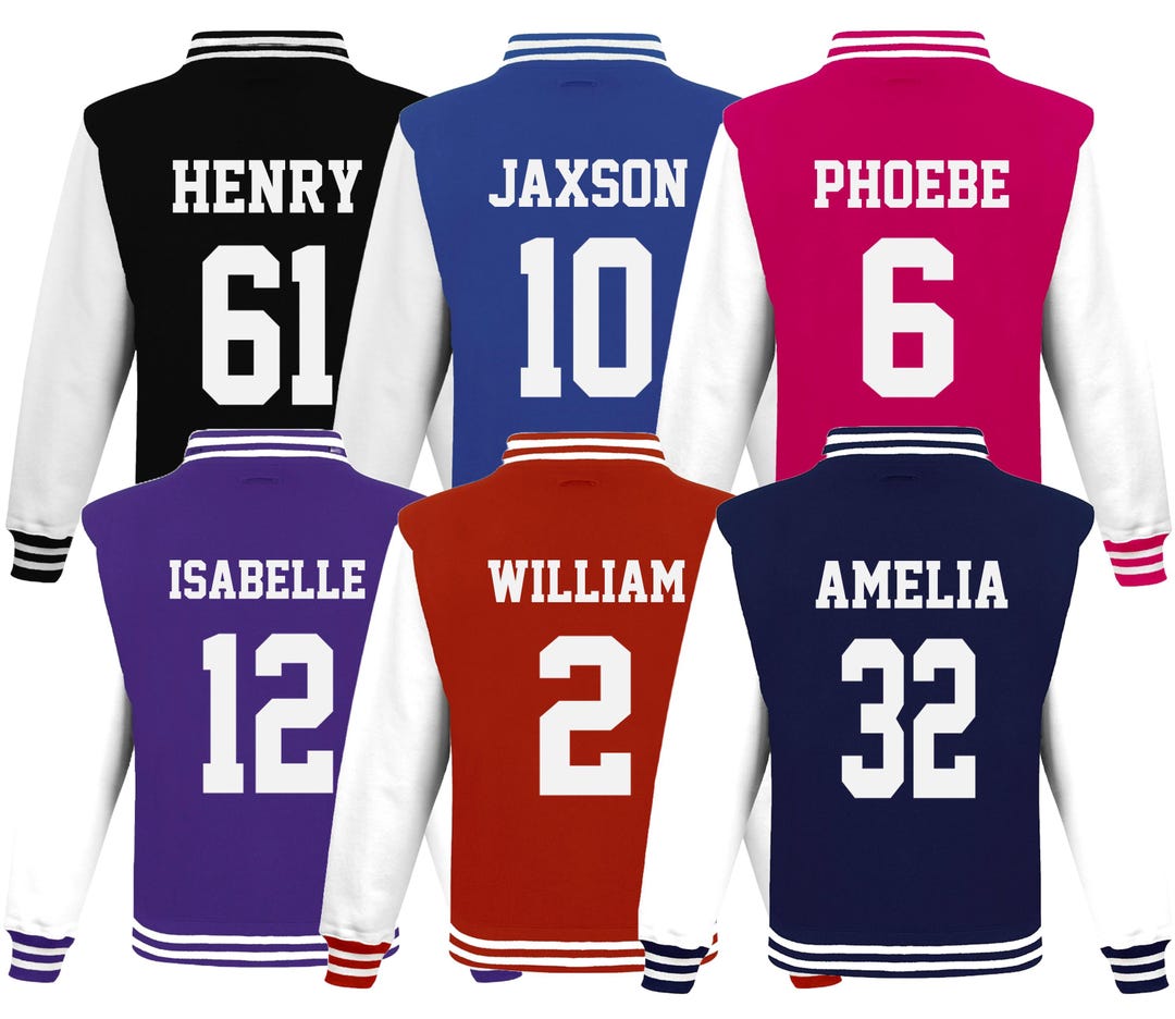 Adults Personalised Football Team Name & Number Varsity Jacket ...