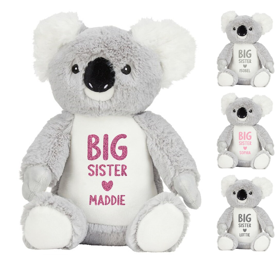 Personalised Name Big Sister Grey Koala Bear Plush Cuddly Toy - Etsy