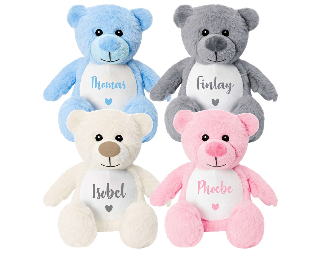 Personalised Name Heart Plush Teddy Bear Cuddly Toys - Etsy