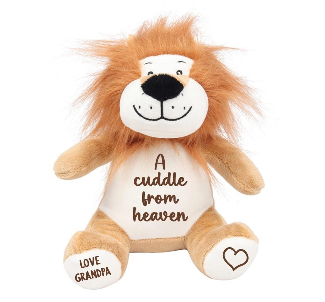 Personalised A Cuddle From Heaven Keepsake Memory Gift Brown Lion Plush ...
