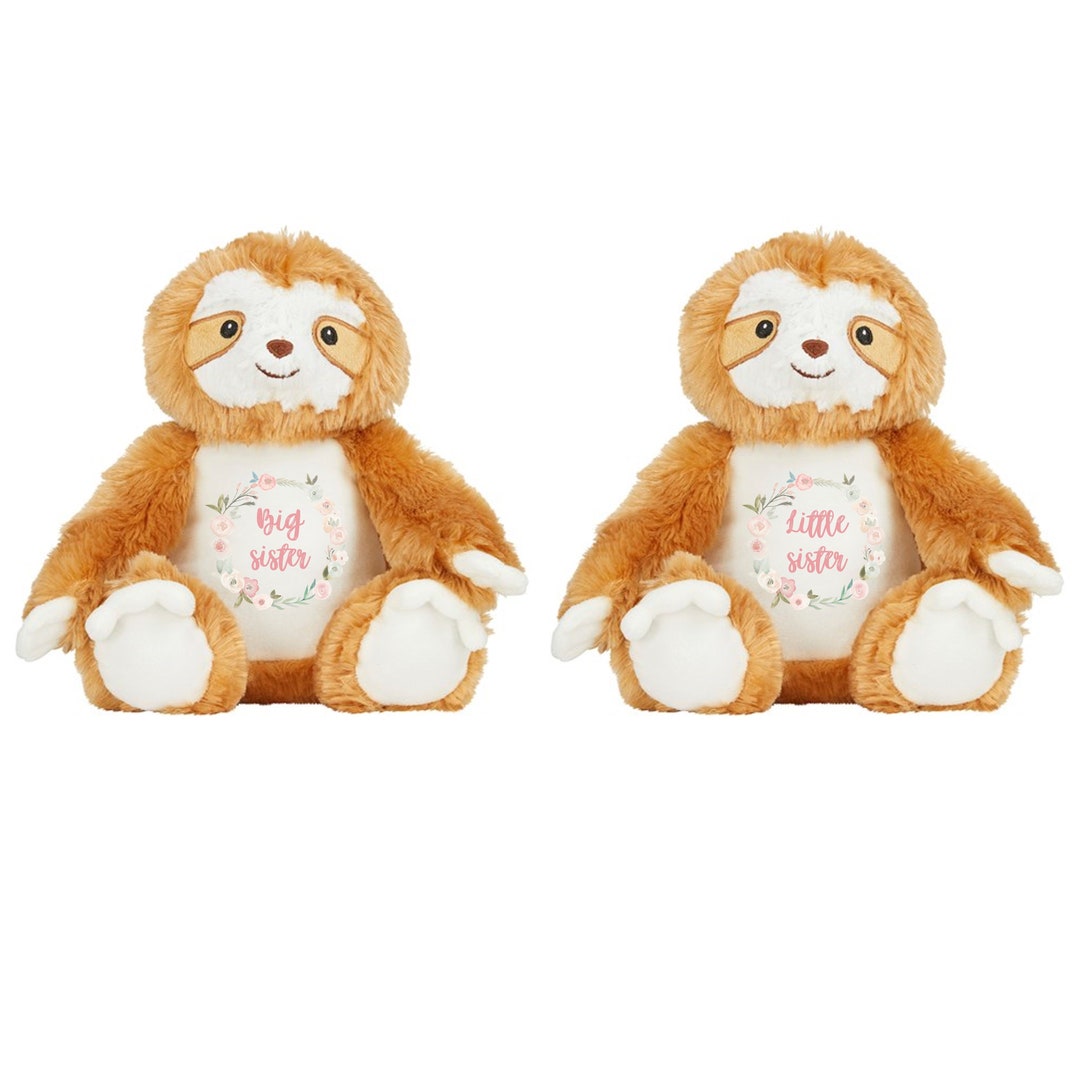 Big & Little Sister Wreath Brown Sloth Plush Cuddly Toy - Etsy