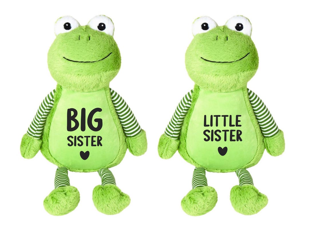 Big & Little Sister Large Plush Green Frog Teddy Cuddly Toy Girls New ...